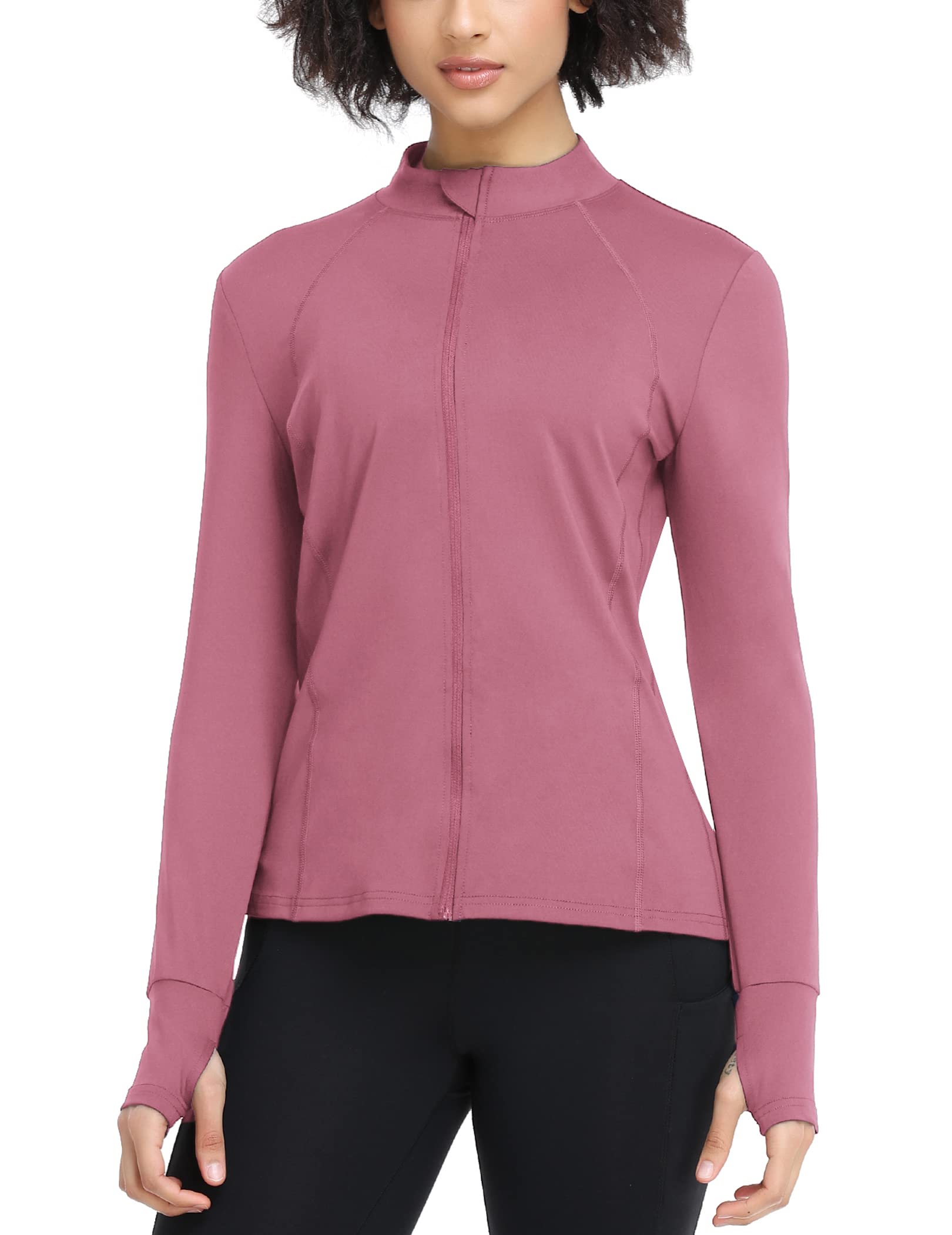 COOrun Womens Athletic Jacket Workout Running Sports Jackets Full Zip Active Tops Thumb Holes Track Coat