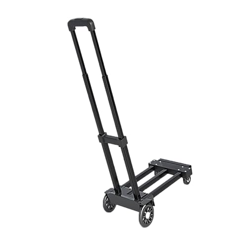 Folding Hand Truck Portable Dolly Cart - 255lb Capacity, 4 Wheels for Smooth Maneuverability, Compact & Versatile Small Platform Hand Cart for Moving, Luggage, Travel, Shopping, and Office Use Black