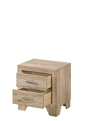 Gualiy Solid Wood Nightstand with 2 Drawers, Natural Bedside End Table, Easy Assembly