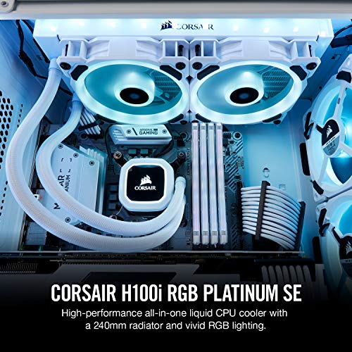 CORSAIR H100i RGB PLATINUM SE AIO Liquid CPU Cooler,240mm,Dual LL120 RGB PWM Fans, Intel 115x/2066,AMD AM4/TR4