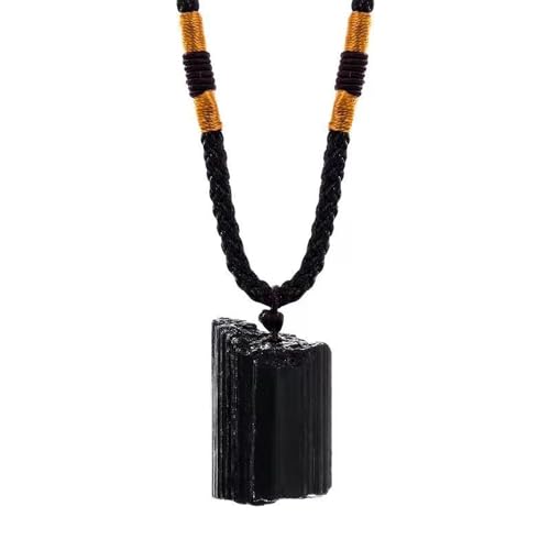 CIFIBIFUN Black Tourmaline Necklace Crystal Pillar Pendant ,Original Natural Stone Metaphysically Psychic Large Protection (1.1)