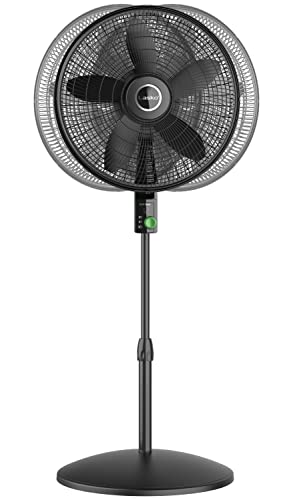 Lasko Oscillating 18-inch EcoQuiet DC Motor 12-Speed Pedestal Fan with Remote Control, Black, S18708, Large