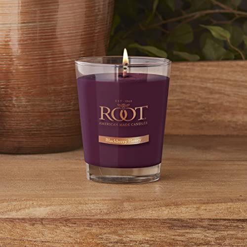 Root Candles Legacy Veriglass Honeycomb Beeswax Blend Premium Handcrafted Scented Candle, Large, BlackBerry Honey