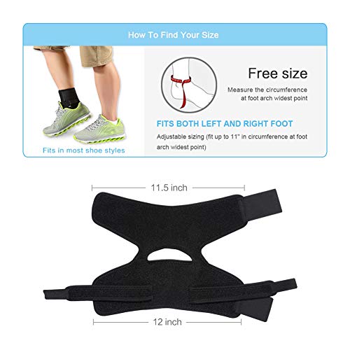 GOTOTOP Ankle Brace,Adjustable Breathable Foot Support,Daytime Splint with Heel Strap That Fits in Shoe,Foot Arch Pain Relief and Sprains,Black