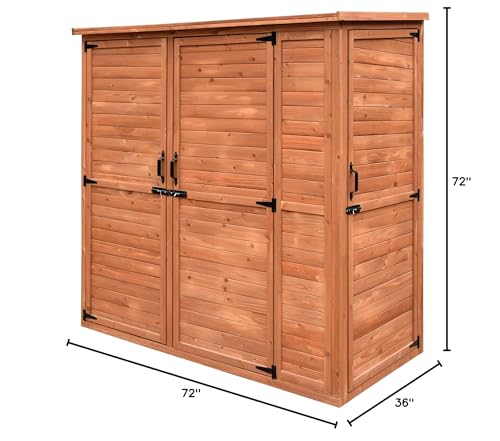 Leisure Season TDS7236 Three Door Lean Storage Shed, Medium Brown