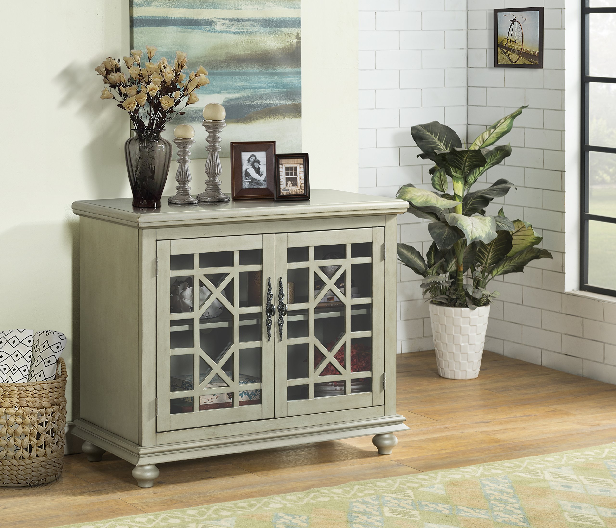 Martin Svensson Home Small Spaces 2 Door Accent Cabinet - Tv Stand, 38" W x 32" H, Antique Silver