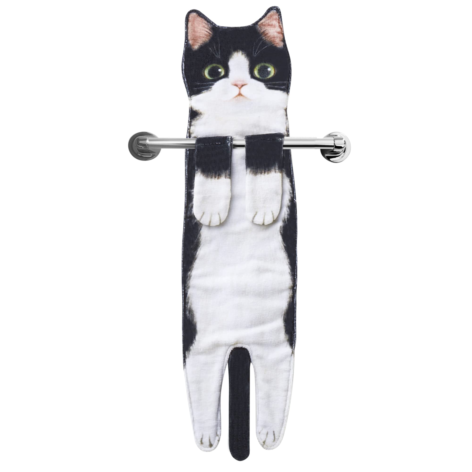 Cat Hand Towels for Kitchen Bathroom - Cute Cat Decor Gadgets - Hanging Soft Absorbent Hand Face Towel - Funny Birthday Mothers Day Housewarming Holiday Unique Gifts for Women Mom Lady Cat Lovers