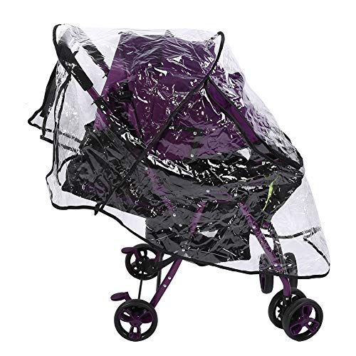 Stroller Rain Cover, PVC Universal Waterproof Baby Pram Rain Cover Wind Shield Pram Accessory Windproof Protection Protect from Snow Travel Weather for Jogging Pushchairs
