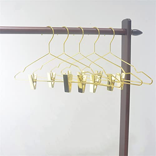 N/A 5pcs Metal Trouser Hanger for Trousers Socks & Skirts Hanging Rack Space-Saving Clothes Hangers Clothing Storage (Color : Gold)