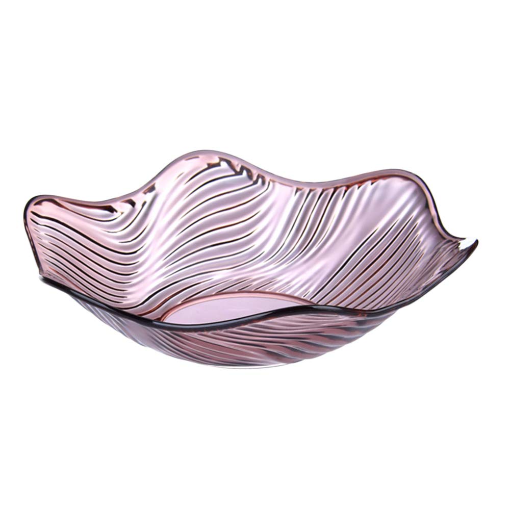DOITOOL Salad Bowl for Lunch Plastic Crystal Fruit Plate Flower Design Snack Nut Dish Wave Edge Candy Holder Salad Bowl for Home (Purple)