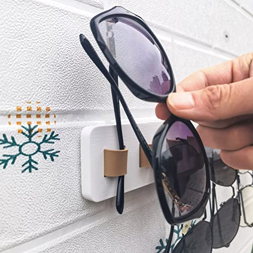FINDAMAZE Sunglasses Organizer Wall Mounted Wood Sunglass Holder for Home Glasses Holder/Sunglasses Rack ,Home Decor (White-1pcs-long)