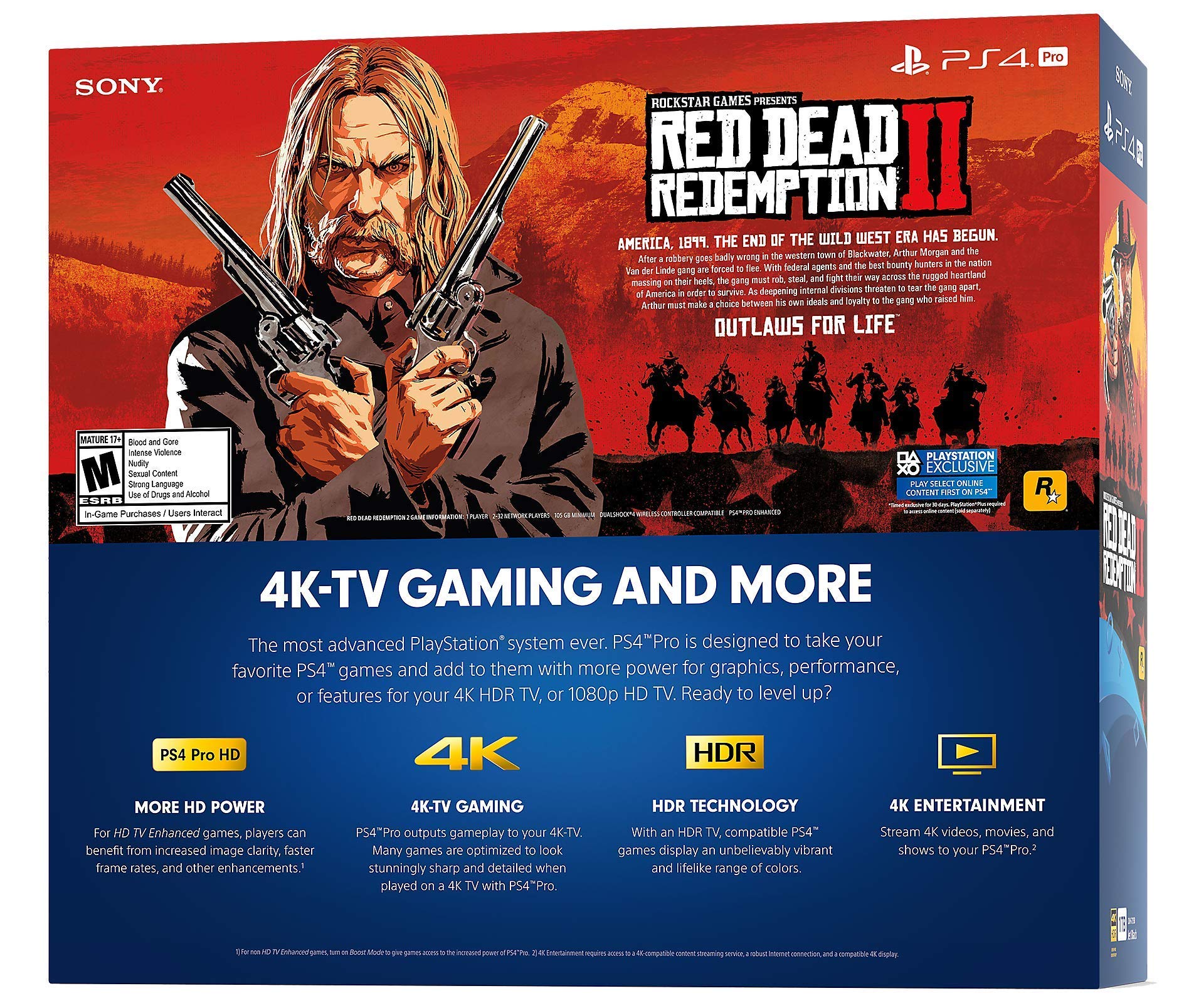 Playstation 4 Pro 1TB Solid State Drive Console with Red Dead Redemption 2 Bundle, 4K HDR, Playstation Pro Enhanced (Renewed)