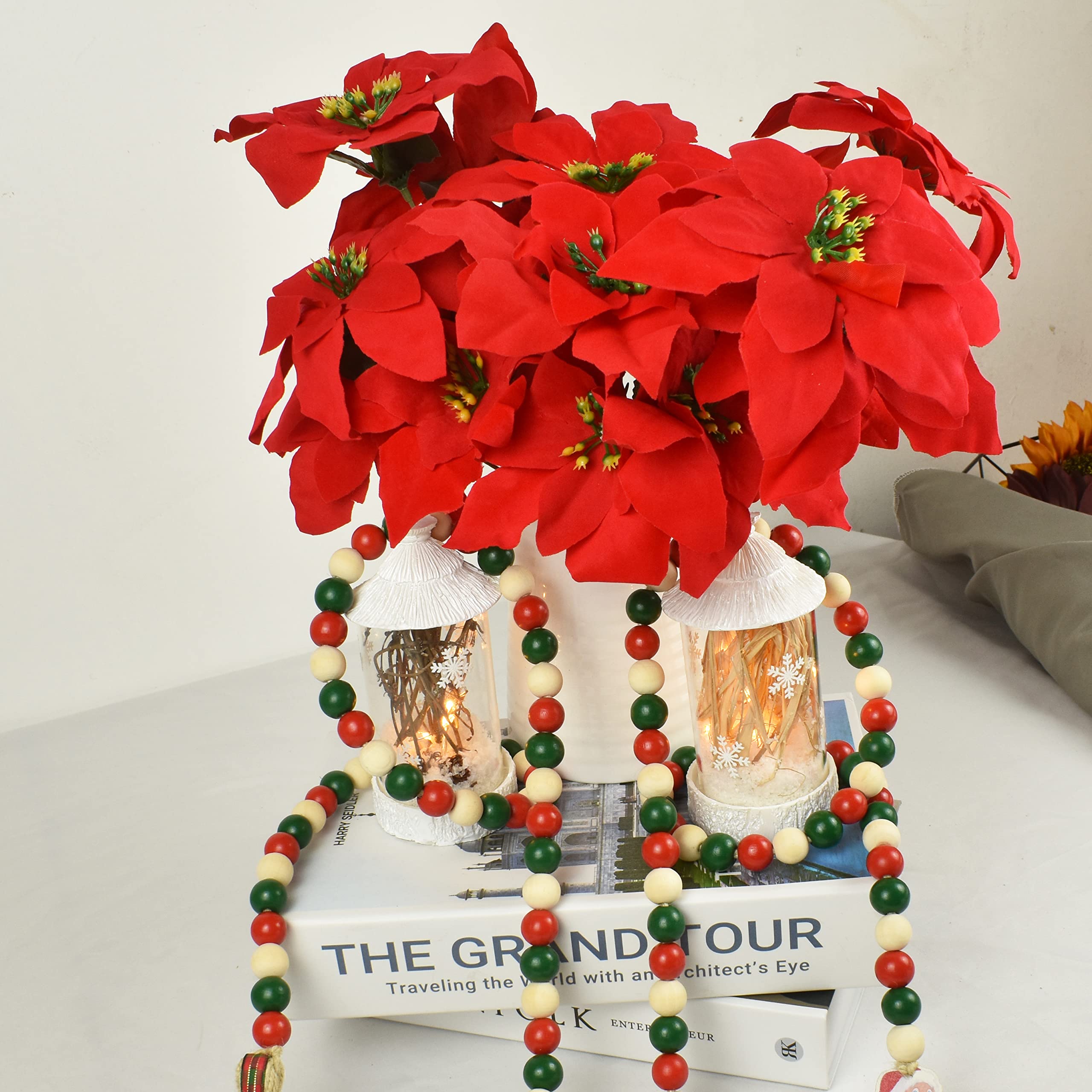 WISTART 30Pcs Christmas Artificial Poinsettia Flowers