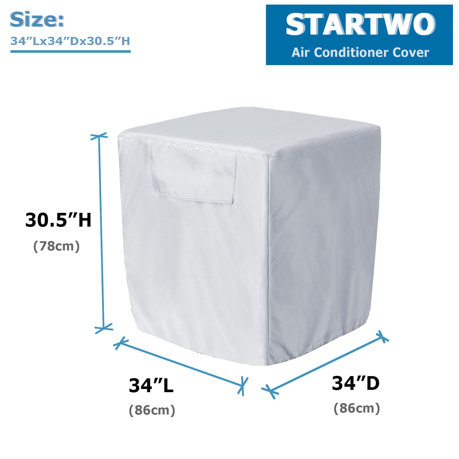 STARTWO Ac Cover for Outside Unit-Heavy Duty Waterproof Durable Air Conditioner Covers for Winter-Windproof Outdoor Carrier Central Air Covers for Outside Units,34Lx34Wx30H Inches