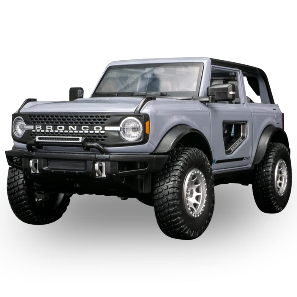 Diecast Car Ford Bronco 1:24, Mental Toy Cars Diecast Model, Pull Back Car, Gifts for Boys Adults, White