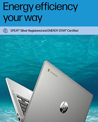 HP Chromebook 14 Laptop, Intel Celeron N4120, 4 GB RAM, 64 GB eMMC, 14" HD Display, Chrome OS, Thin & Portable, 4K Graphics, Long Battery Life, Ash Gray Keyboard (14a-na0210nr, 2022, Mineral Silver)