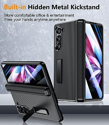 SPIDERCASE Designed for Samsung Galaxy Z Fold 5 Case,Built-in [Screen Protector] [Hinge Protection] [Kickstand] Full Body Heavy Duty Rugged Shockproof Case for Galaxy Z Fold 5 - Black