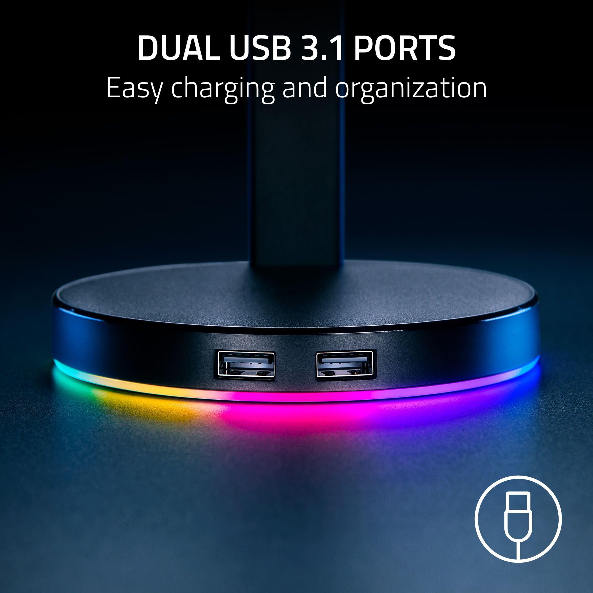 Razer Base Station V2 Chroma: Chroma RGB Lighting - Non-Slip Rubber Base - Designed for Gaming Headsets - Mercury White, RC21-01510300-R3M1