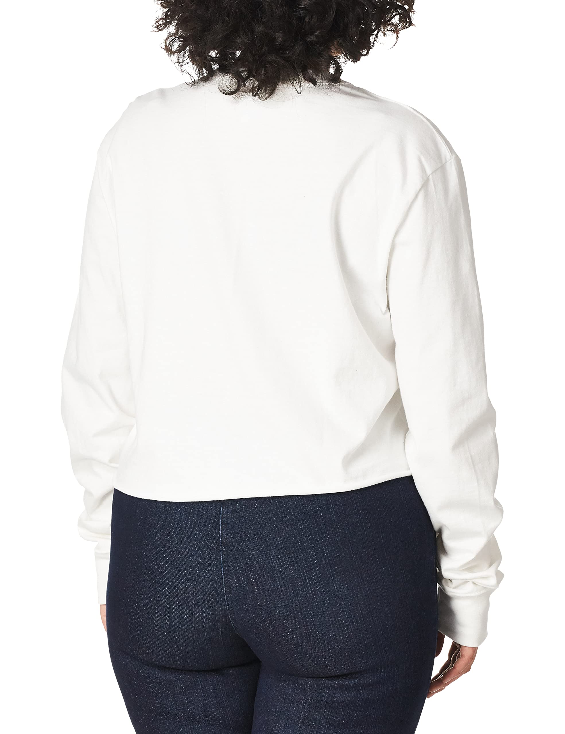 Champion Women's Boyfriend Long Sleeve Cropped Tee, GFS SILVER GREY, SMALL