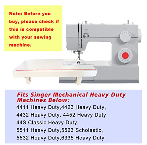 StitchTech Sewing Machines Extension Table Compatible with Singer Brand 44S, 4411, 4423, 4432, 4452, 5511, 5523, 5532, 6335 Heavy Duty Sewing Machines- White