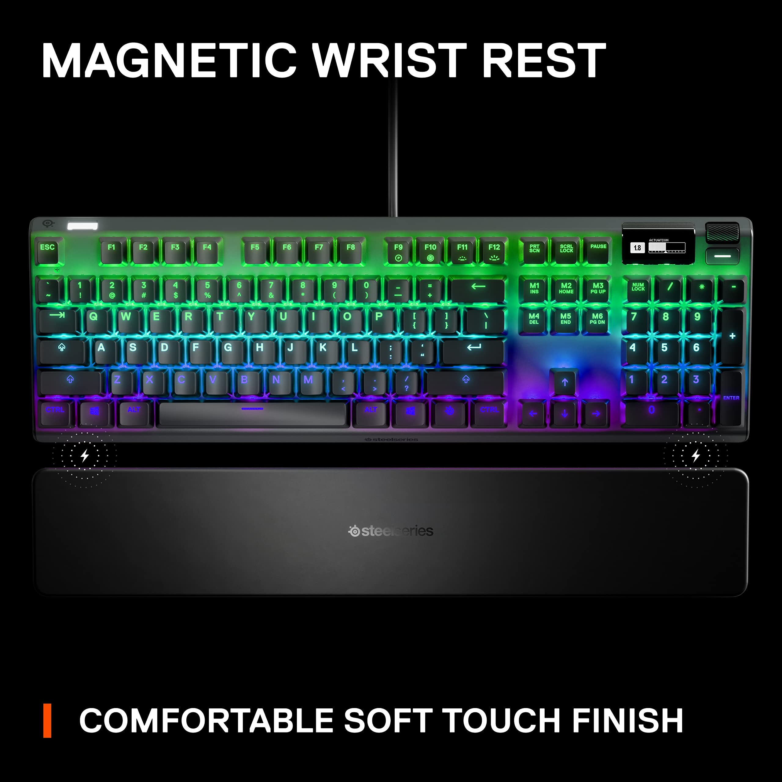 SteelSeries Apex Pro RGB Backlit Gaming Keyboard with Mechanical Switches and OLED Smart Display (Renewed)