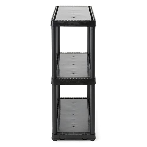 Gracious Living 3 Shelf Fixed Height Solid Light Duty Storage Unit 12 x 24 x 33 Organizer System for Home, Garage, Basement, and Laundry, Black