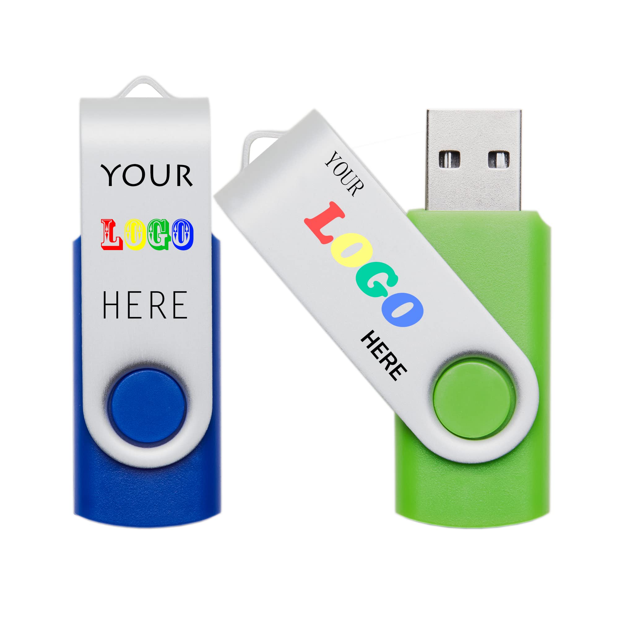 NEWTIK Custom Swivel USB Flash Drive Personalized with Your Logo Bulk USB 2.0 Customizable Memory Stick (128MB, 500PCS)