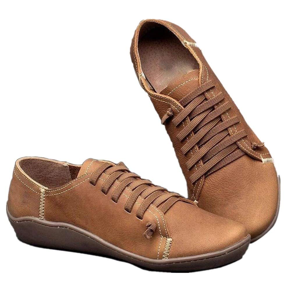 Toxz Women's Fashion Casual Rome Vintage Style Solid Flat with Comfortable Shoes Khaki