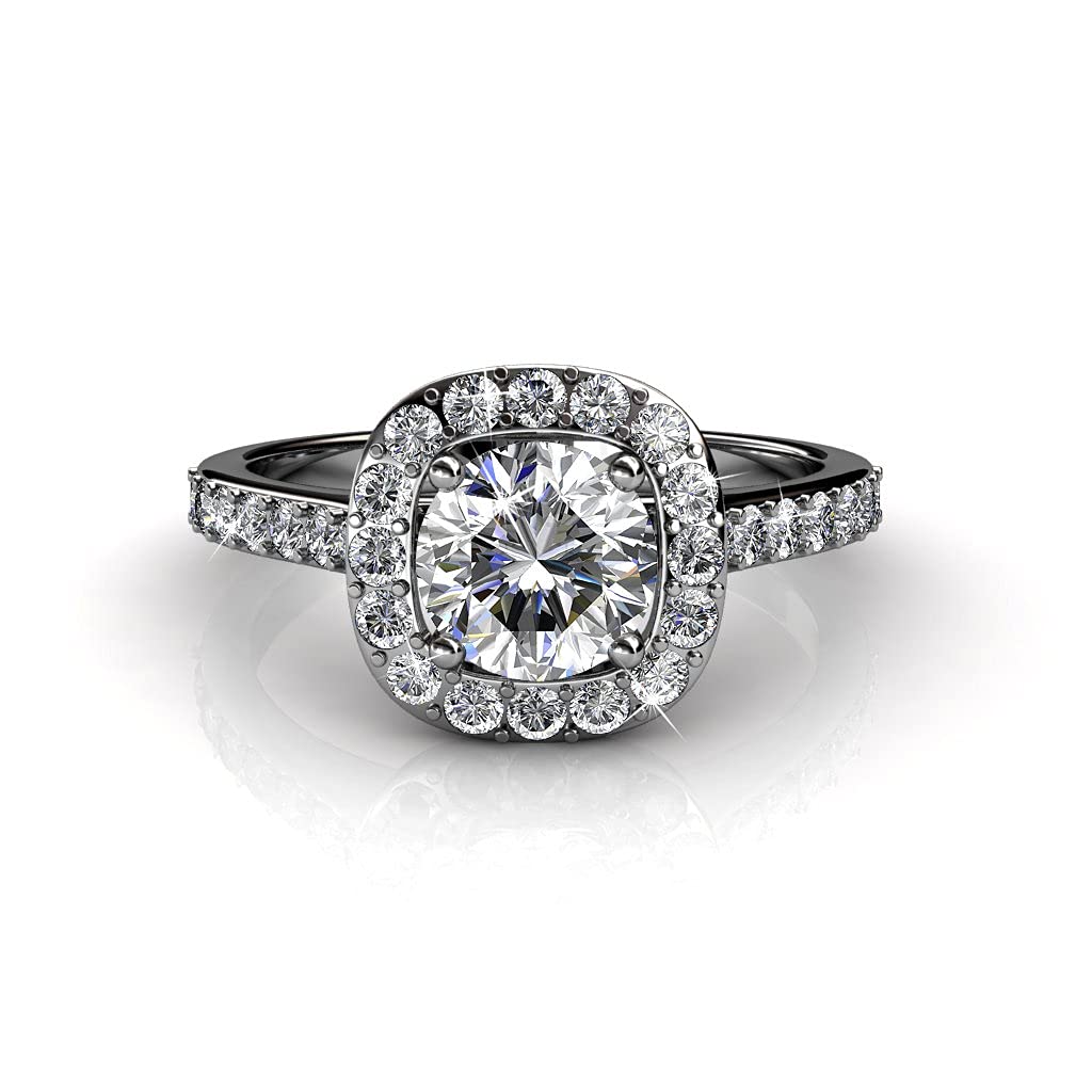 Cate & Chloe Celeste Glory 18k White Gold Ring, Engagement Ring, Wedding Ring, Promise Ring, Silver Ring, Crystal Ring, White Gold Jewelry, Gemstone Ring (8)