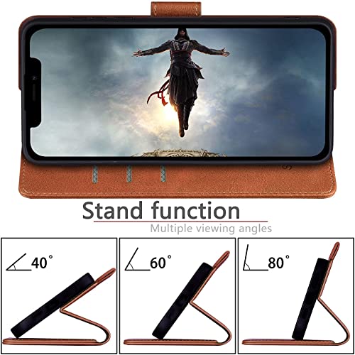 SUANPOT for iPhone 13(NON 13Pro)6.1 inch 5G with RFID Blocking Wallet case Credit Card Holder,Flip Book PU Leather Phone case Shockproof Cover cellphone Women Men for Apple 13 case Wallet Light Brown