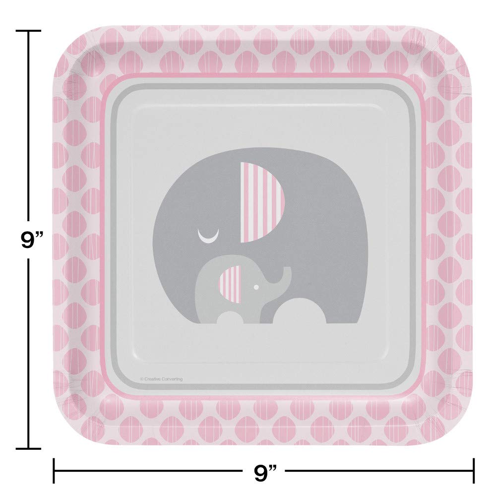 Creative Converting Little Peanut Girl Elephant Baby Shower Tableware Kit, 71 Pieces, Pink