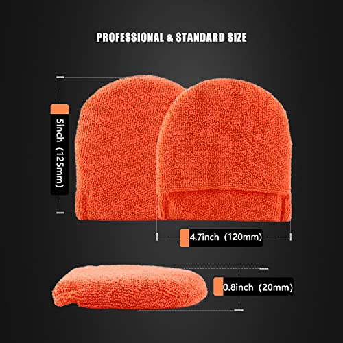 SPTA Microfiber applicator pad, Microfiber Sponge, 10Pcs Ultra-Soft Microfiber Wax Applicator Pads, Cleaning Pads with Finger Pocket Wax Applicator for Applying Wax, Sealants