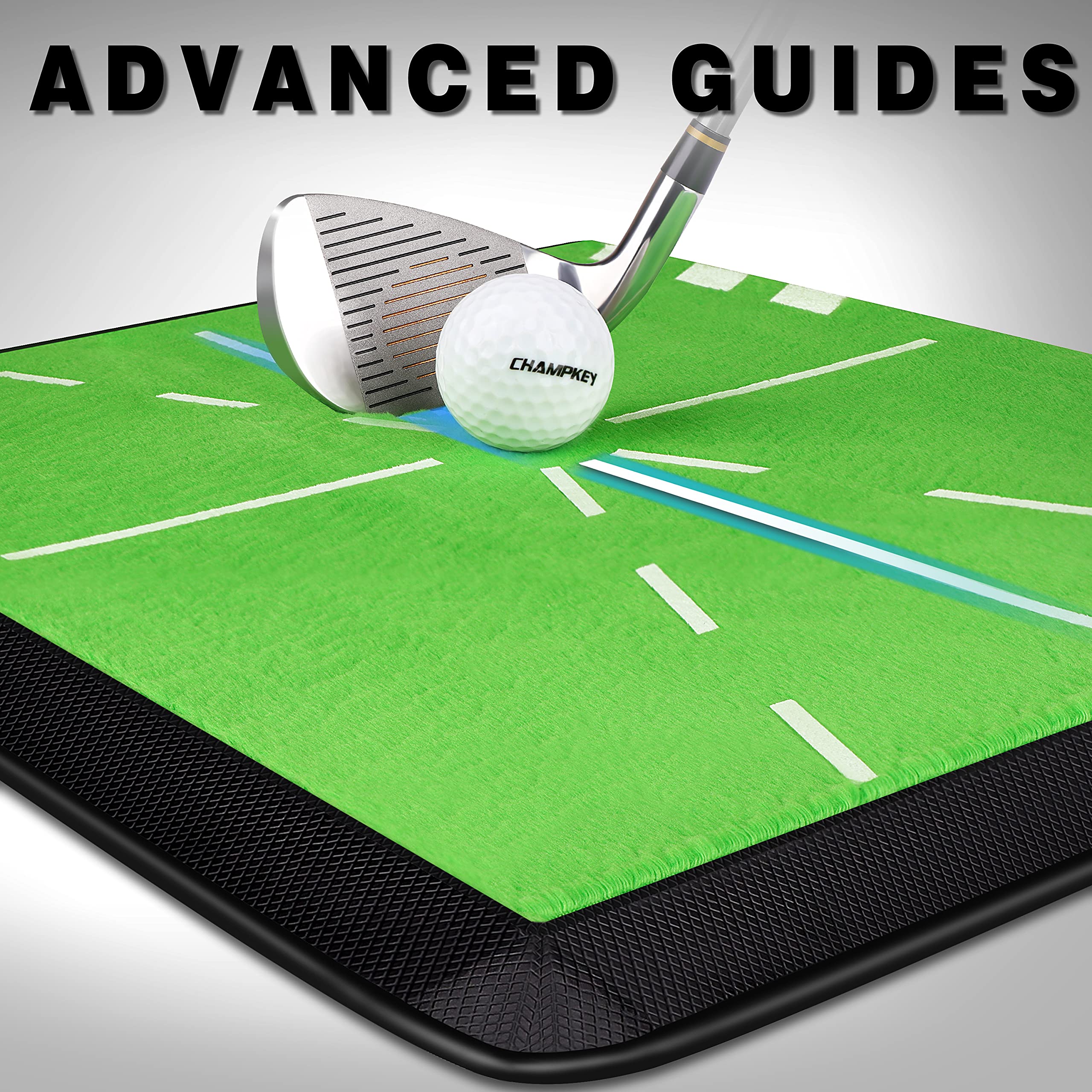 CHAMPKEY Premium Impact Golf Mat 1.0 Edition | Path Feedback Golf Practice Mat | Advanced Guides and Rubber Backing Golf Hitting Mat(13" x 17")