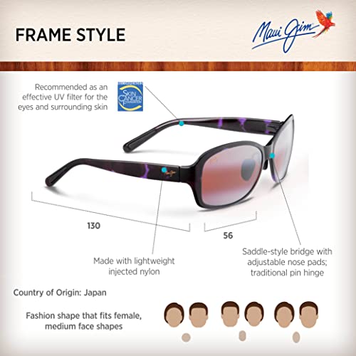 Maui Jim Women's Koki Beach Polarized Fashion Sunglasses, Purple Tortoise/Maui RoseĀ®, Medium