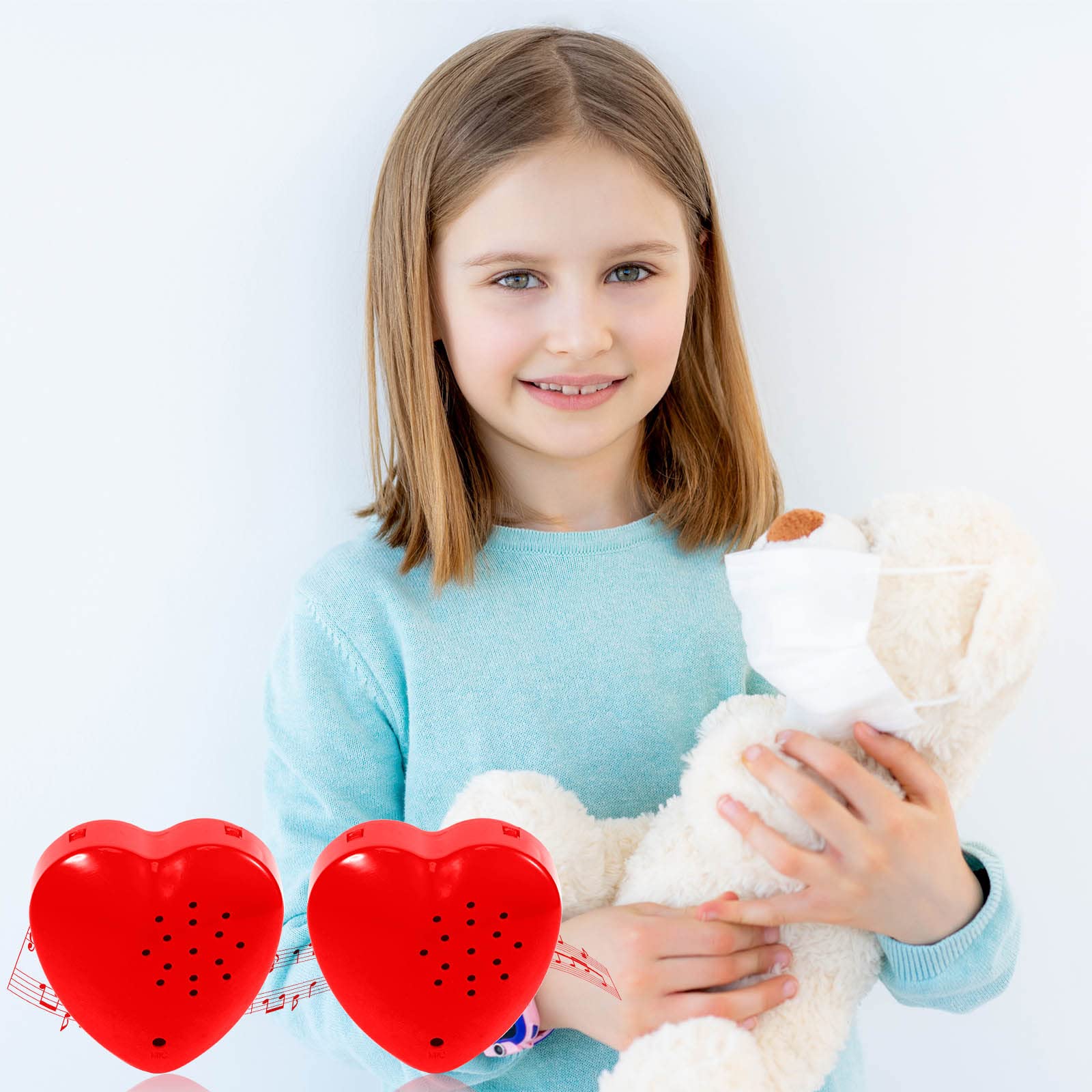 Civaner 2 Pack Voice Recorder for Stuffed Animal 20 Second Red Heart Voice Recorder Christmas Sound Recording Device Recordable for Plush Bears Toy