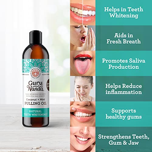 GuruNanda Coconut Oil Pulling with 7 Natural Essential Oils and Vitamin D, E, K2, Alcohol Free Mouthwash (Mickey D), Helps with Fresh Breath, Teeth Whitening, Gum Health (8 Fl. Oz x 3)