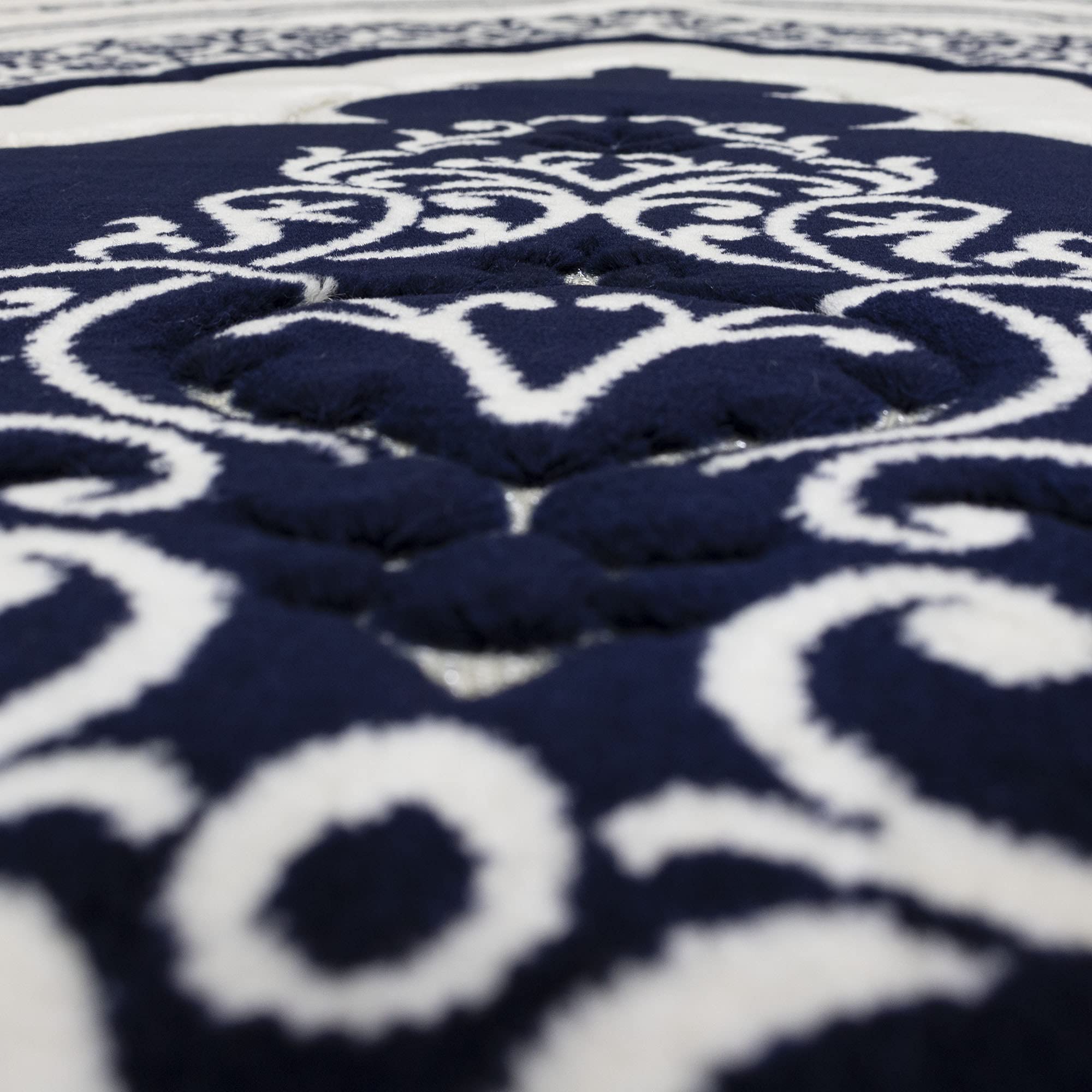 Modefa Luxury Foam Prayer Rug | Padded Cushion Janamaz Sajjada | One Inch Thick Soft Velvet Islamic Namaz Sajadah Carpet (Blue)