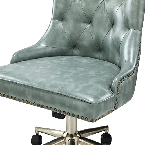 HULALAHOME PU Leather Office Chair Armless, Home Office Leisure Chair Ergonomic Mid-Back PU Leather Armless Chair Upholstered with 5 Rolling Casters, Height Adjustable Swivel Task Chair, SAGE