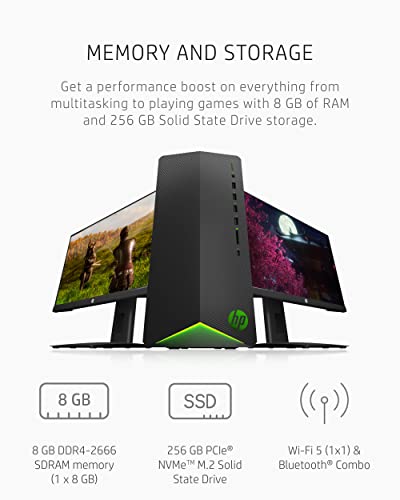 HP Pavilion Gaming Desktop, 10th Generation Intel Core i5-10400F Processor, NVIDIA GeForce GTX 1650 Graphics, 8 GM RAM, 256 GB SSD, Windows 11 Home (TG01-1120, Shadow Black)