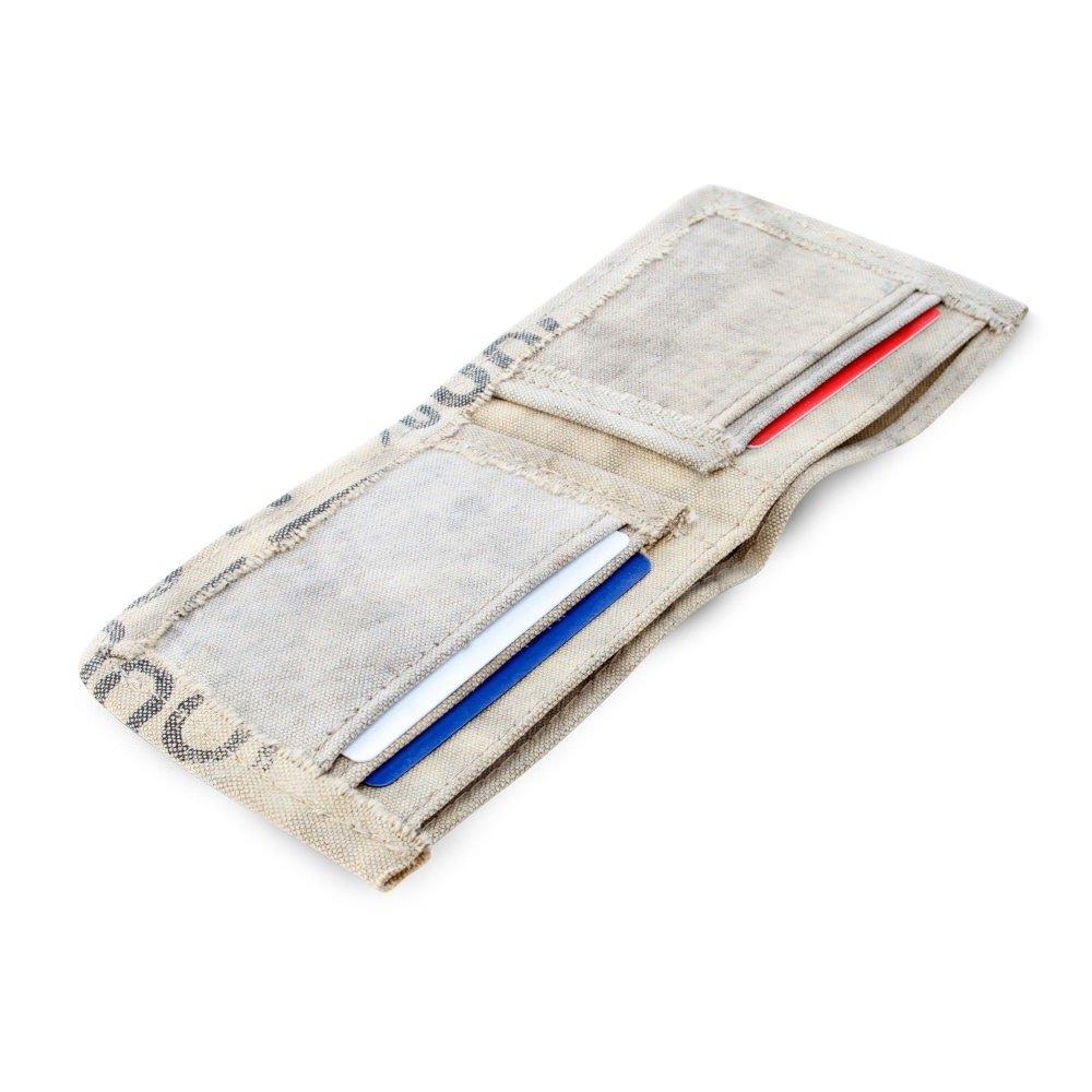 Real Deal Brazil Recycled Tarp Bariri Bi-Fold Wallet, Handcrafted in Brazil.