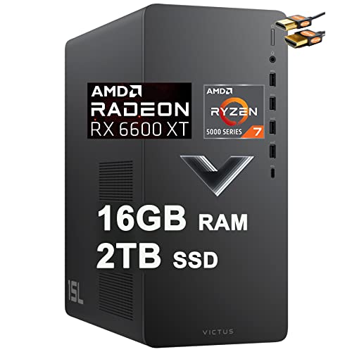 HP Victus 15L Gaming Desktop Computer AMD Octa-Core Ryzen 7 5700G Processor (Beats i7-10700) 16GB RAM 2TB SSD AMD Radeon RX 6600XT 8GB Graphic (>NVIDIA RTX 3060) USB-C DiplayPort Win11 + HDMI Cable