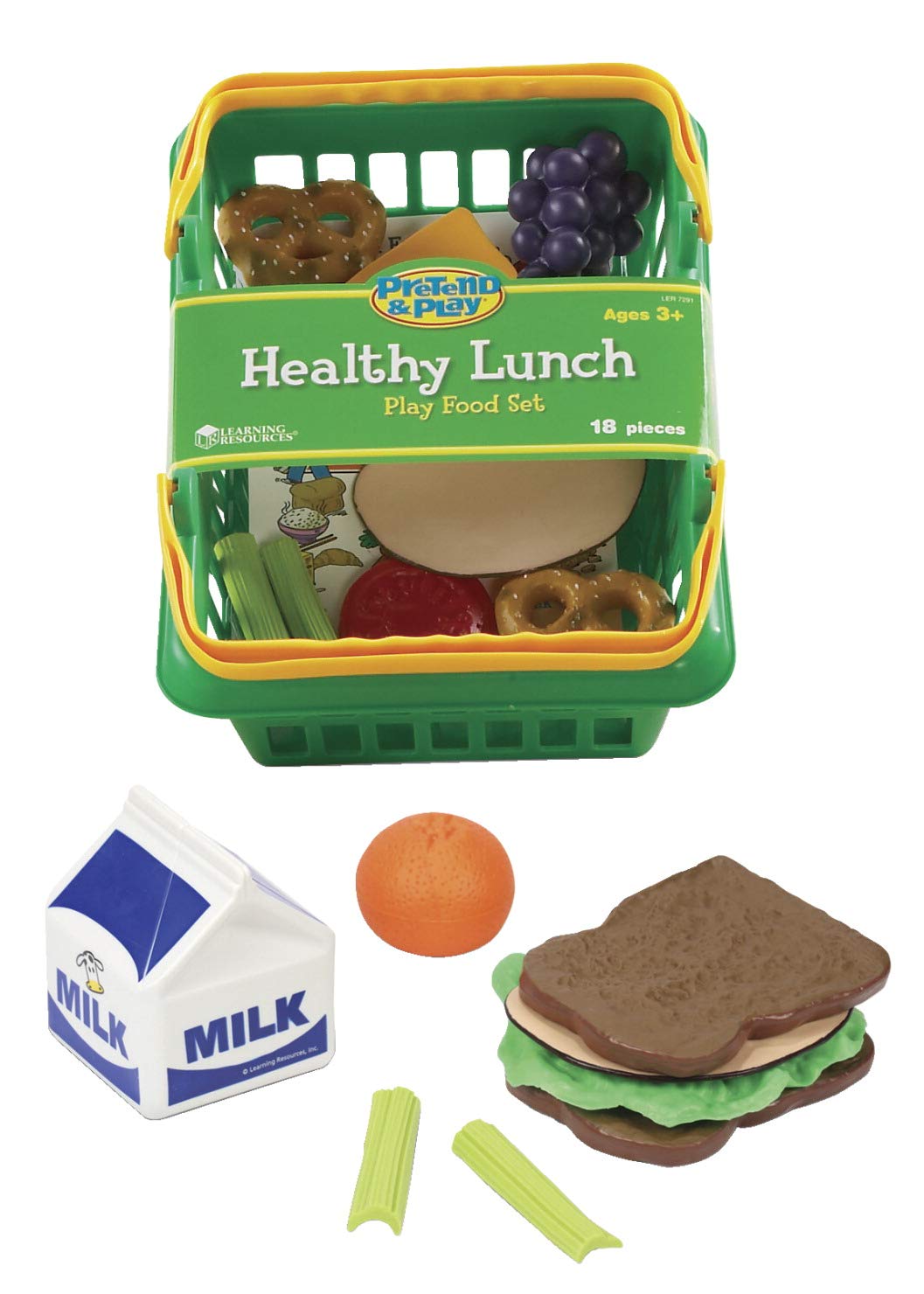 Learning Resources Healthy Lunch Basket - 17 Pieces, Ages 3+ Pretend Play Food for Toddlers, Preschool Learning Toys, Kitchen Play Toys for Kids