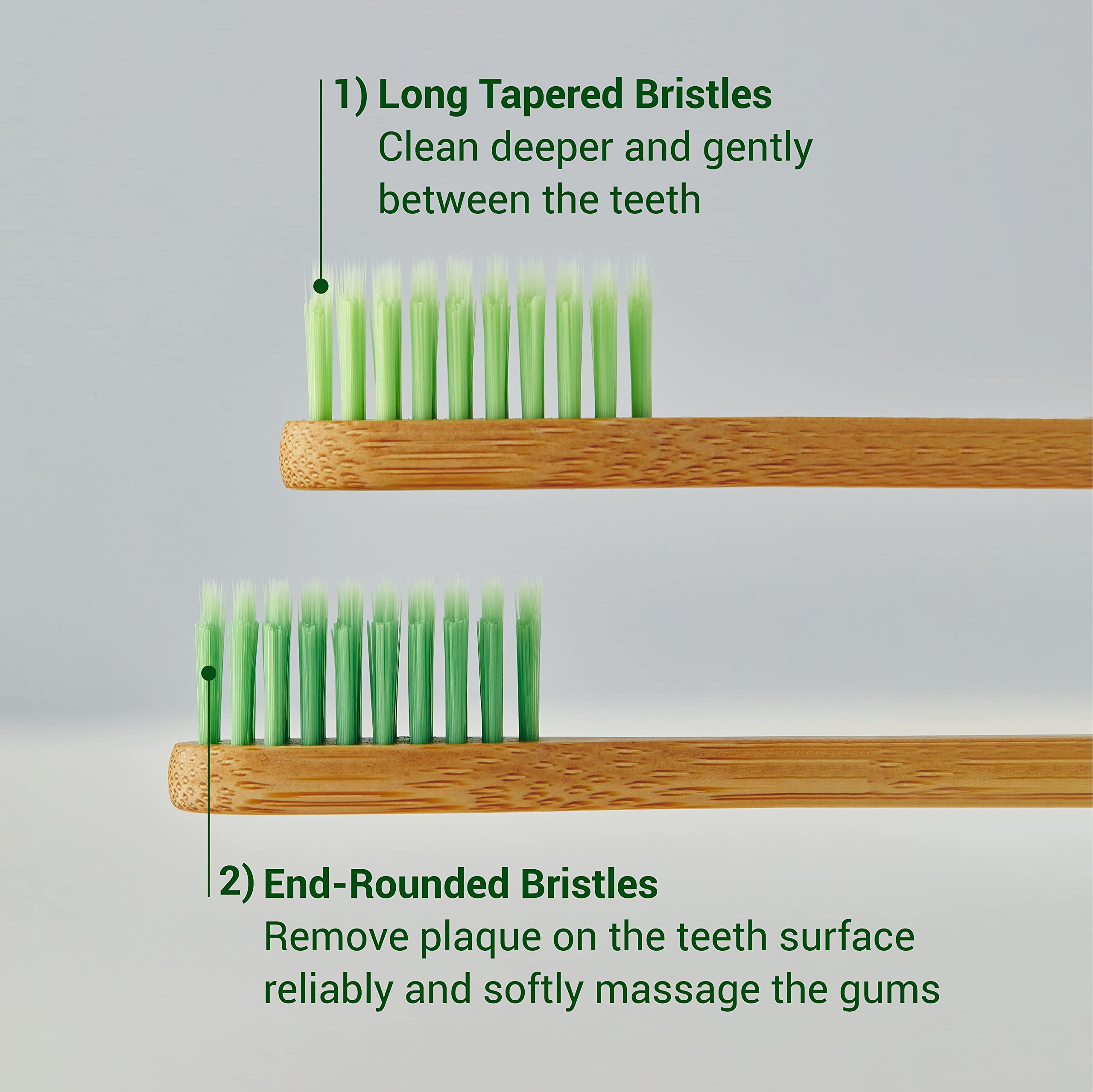 DR.NOAH Maru Bamboo Toothbrush Standard, 6 Pack | Long Tapered Bristles | Ultra Soft, Two-Level BPA Free Bristles | Waterproof & Durable Toothbrushes | Ergonomic Design | Zero Waste