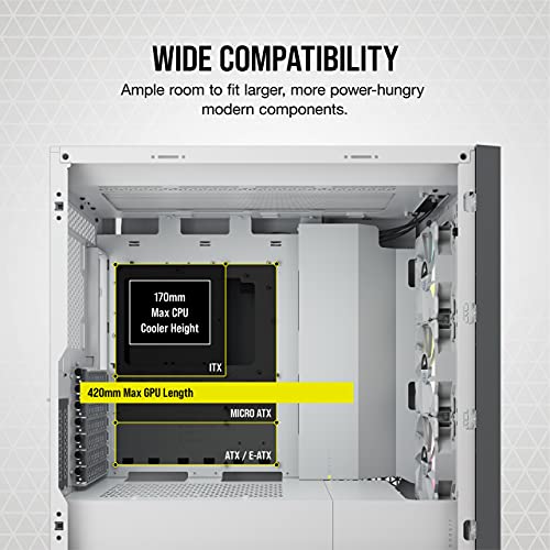 Corsair iCUE 5000X RGB Tempered Glass Mid-Tower ATX PC Smart Case - White