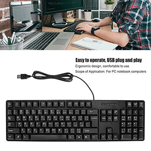 Qinlorgo Wired Keyboard, Comfortable Gaming Keyboard ‑Proof Wear‑Resistant for Home