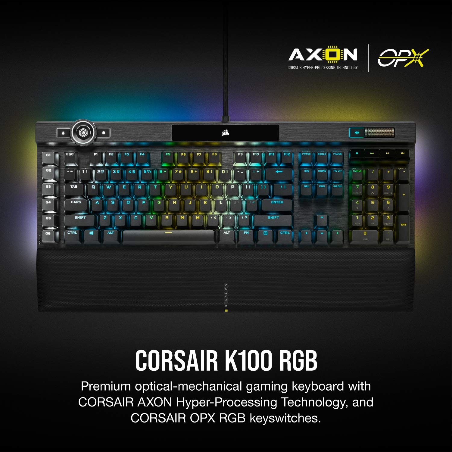 Corsair iCUE Nexus Companion Touch Screen β 5β Diagonal Screen β 6 Programmable Virtual Macro Buttons + K100 RGB Optical-Mechanical Gaming Keyboard - Corsair OPX RGB Optical-Mechanical Keyswitches