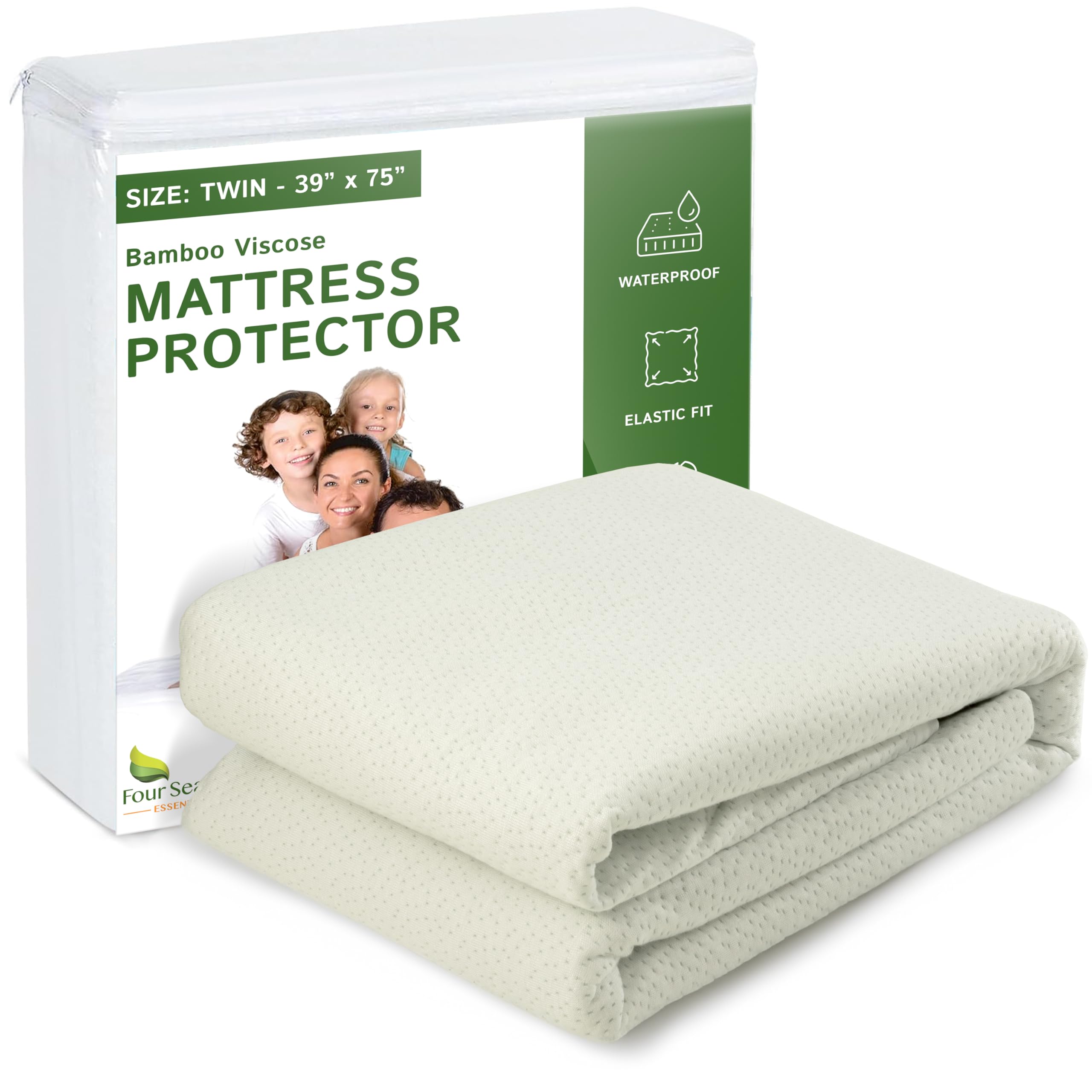 Four Seasons Waterproof Mattress Protector - Fitted Sheet Mattress Cover Cooling Premium Quality Ultra Soft Pad