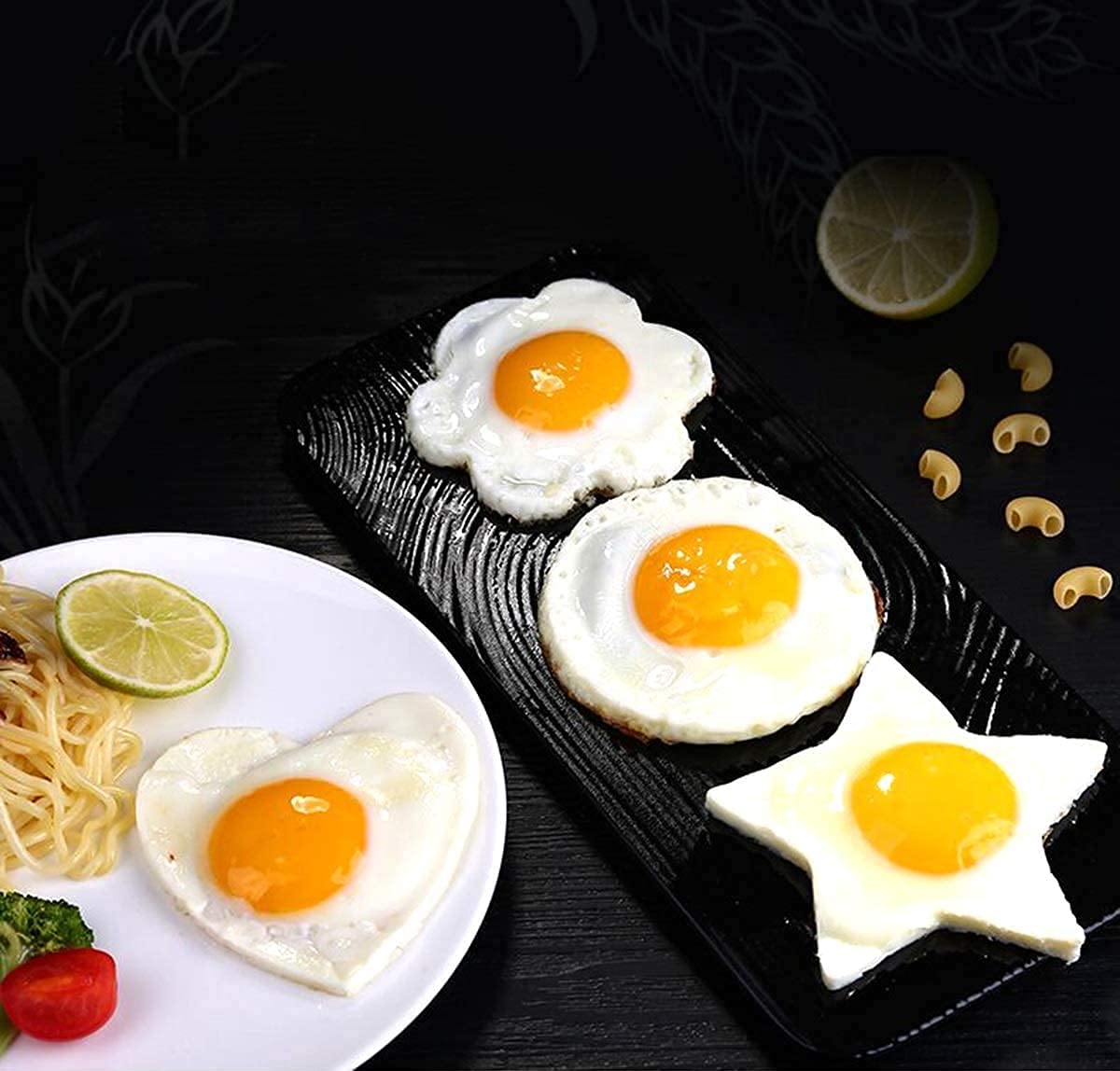 Egg Ring for Frying Eggs, Stainless Steel Egg Cooking Rings with Anti-scald Handle, Non-stick Egg Shaper Molds for Omelet, Breakfast Tool for Pancake, Sandwich Burger, Crumpet Ring–4 Different Shapes