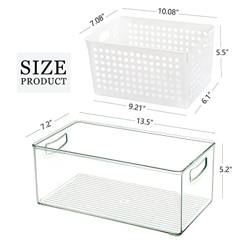 JOOFLI Bins/Baskets Organizers and Storage - 8 Pack Plastic Organization for Organizing Pantry Kitchen Bathroom and More