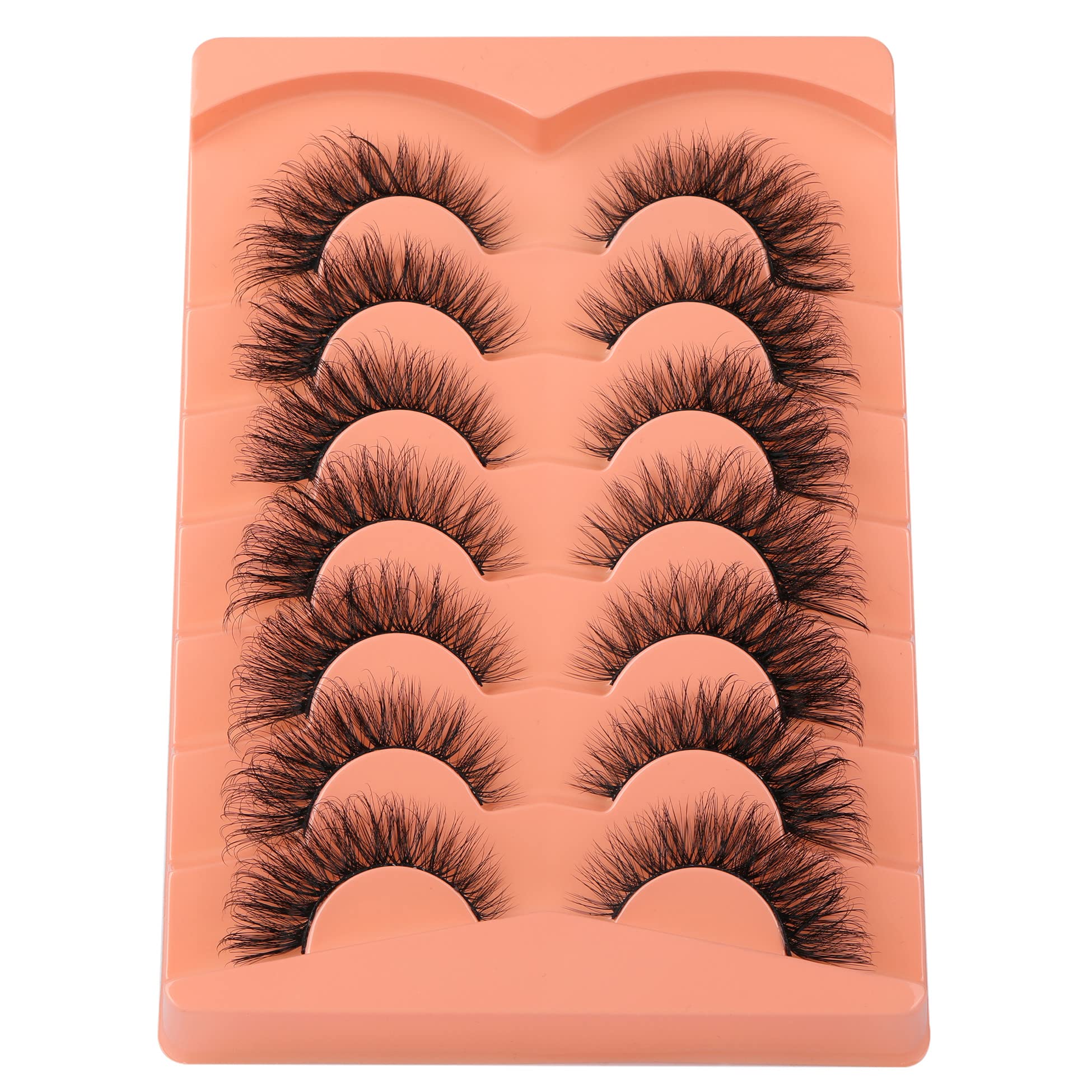 Fox Eye Lashes Fluffy Eyelashes Natural Looking 20MM Wispy False Lashes 8D Full Volume Faux Mink Eyelash Pack 7 Pairs